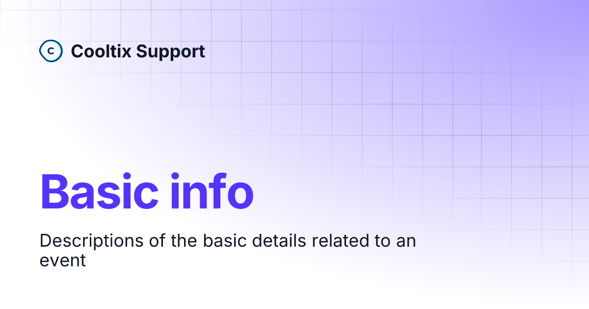 Basic info | Cooltix Support